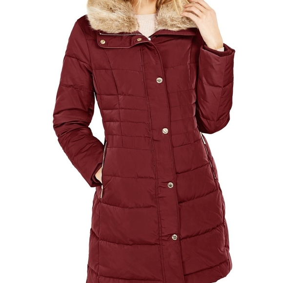 Michael Kors | Jackets & Coats | Michael Kors Maroon Puffer Jacket With ...